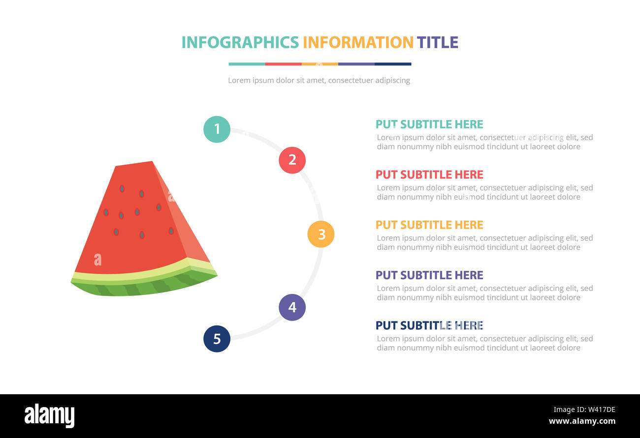 water melon infographic template concept with five points list and ...