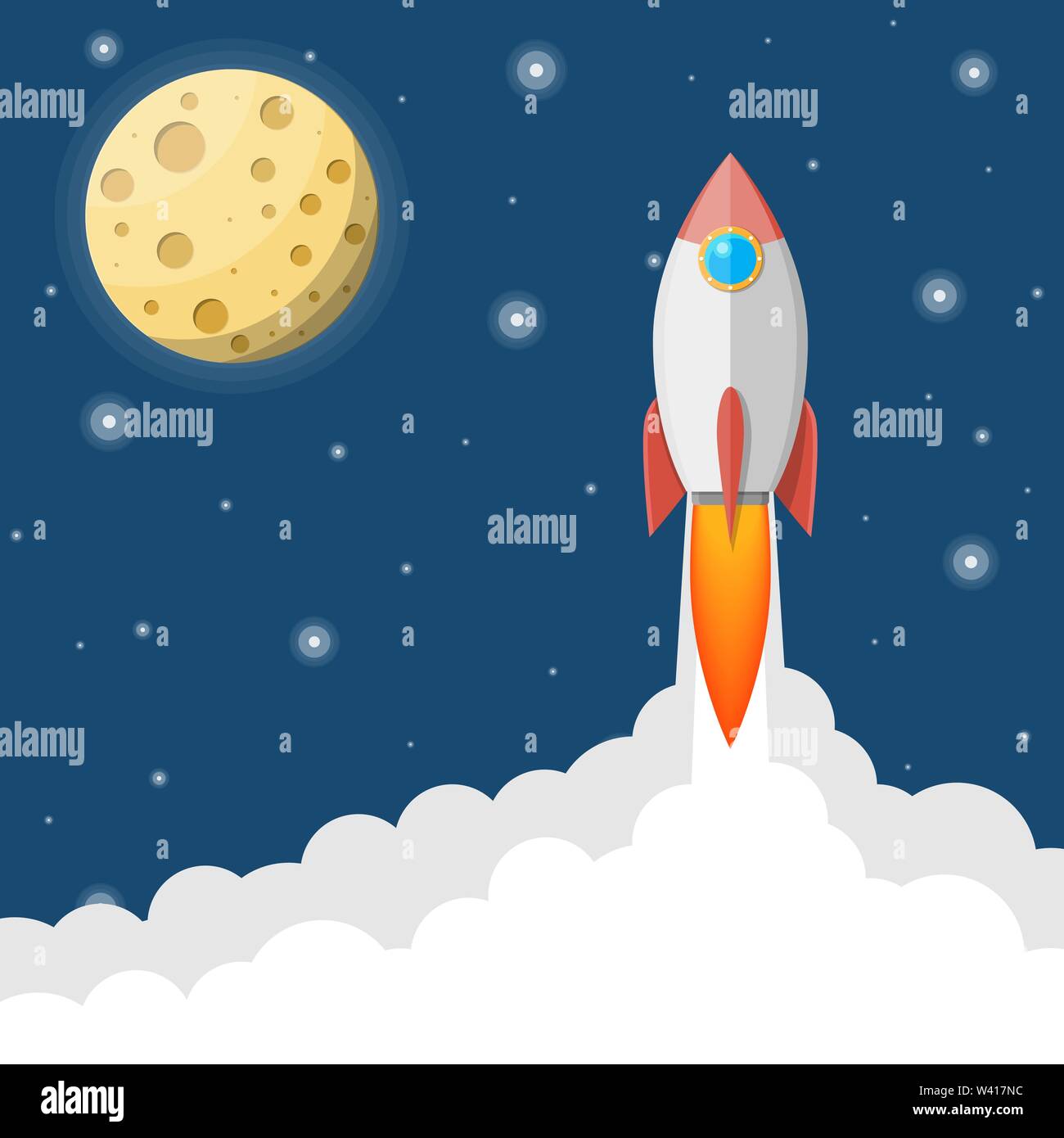 Space Rocket On The Moon