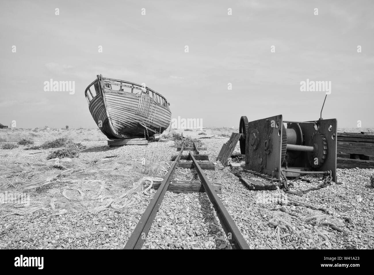 Retro fishing boats Black and White Stock Photos & Images - Alamy