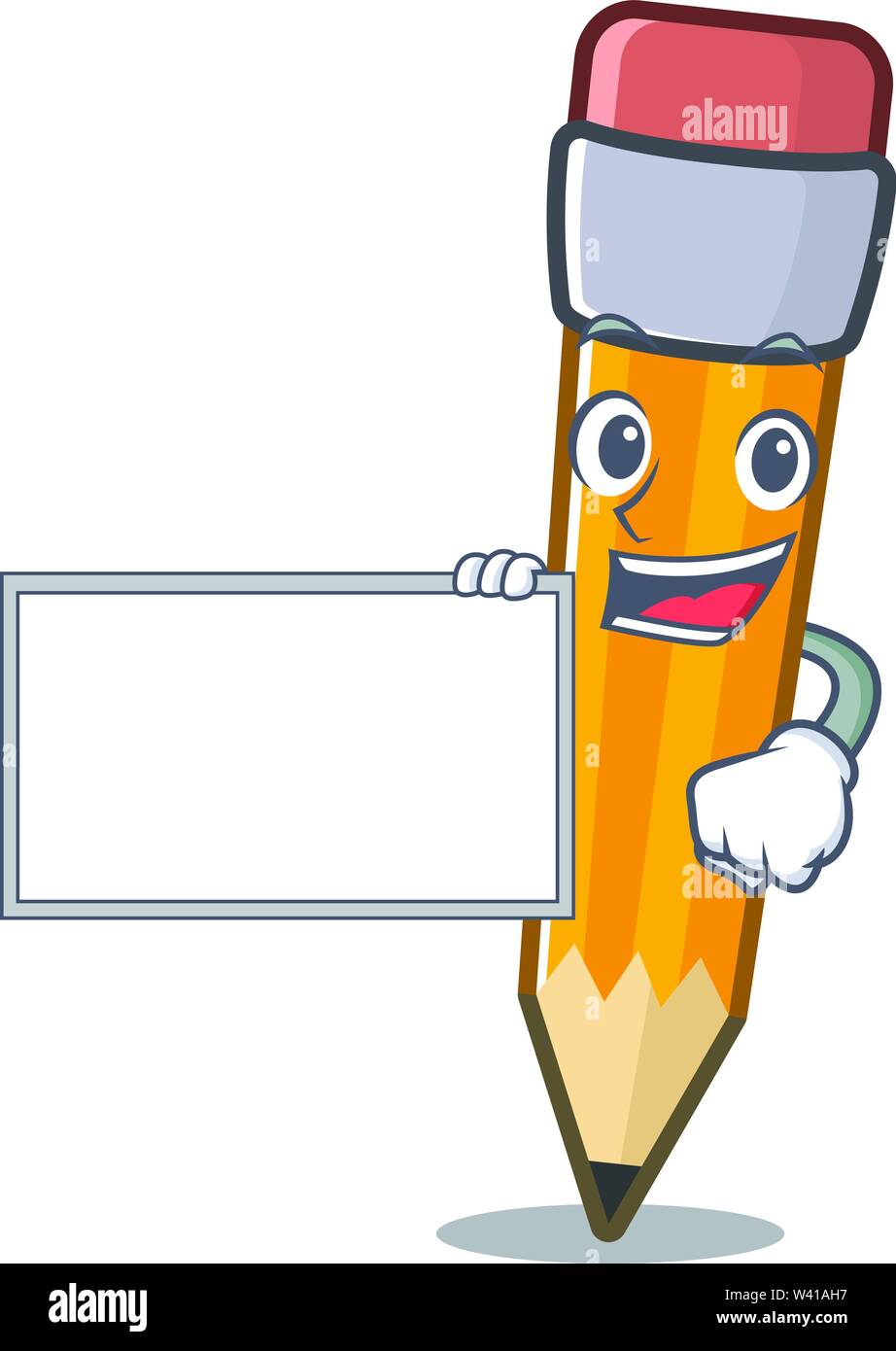 With board pencil cartoon above the a notebooks vector illustration ...