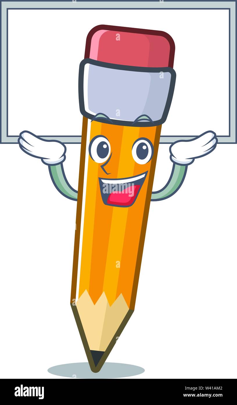 Up board pencil cartoon above the a notebooks vector illustration Stock ...