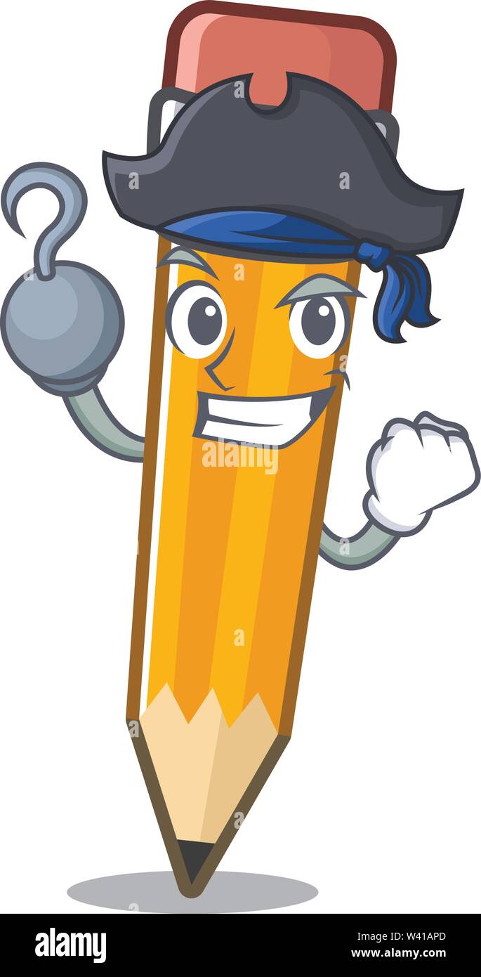 Pirate pencil cartoon above the a notebooks vector illustration Stock ...