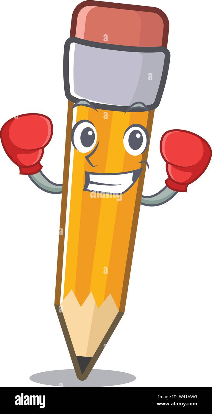 Boxing pencil cartoon above the a notebooks vector illustration Stock ...