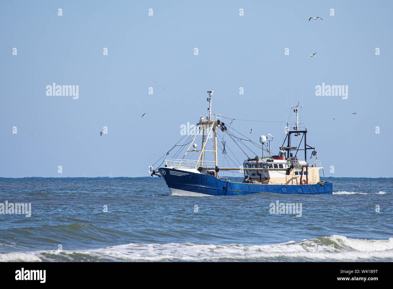 a shrimp cutter on the north sea Stock Photo - Alamy