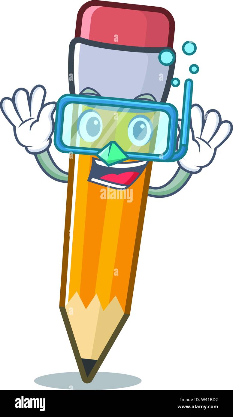 Diving pencil isolated with in the mascot vector illustration Stock ...