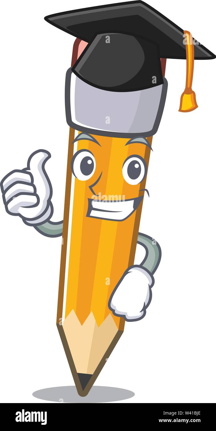 Graduation pencil isolated with in the mascot vector illustration Stock ...