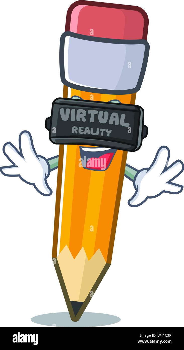 Virtual reality pencil in the a cartoon bag vector illustration Stock ...