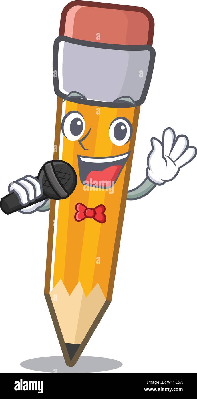 Singing pencil in the a cartoon bag vector illustration Stock Vector ...