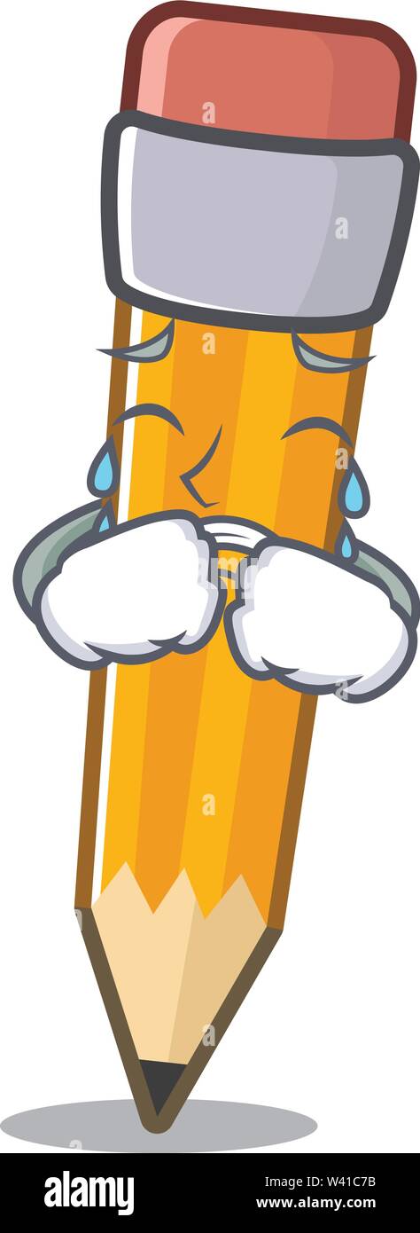Crying pencil in the a cartoon bag vector illustration Stock Vector ...