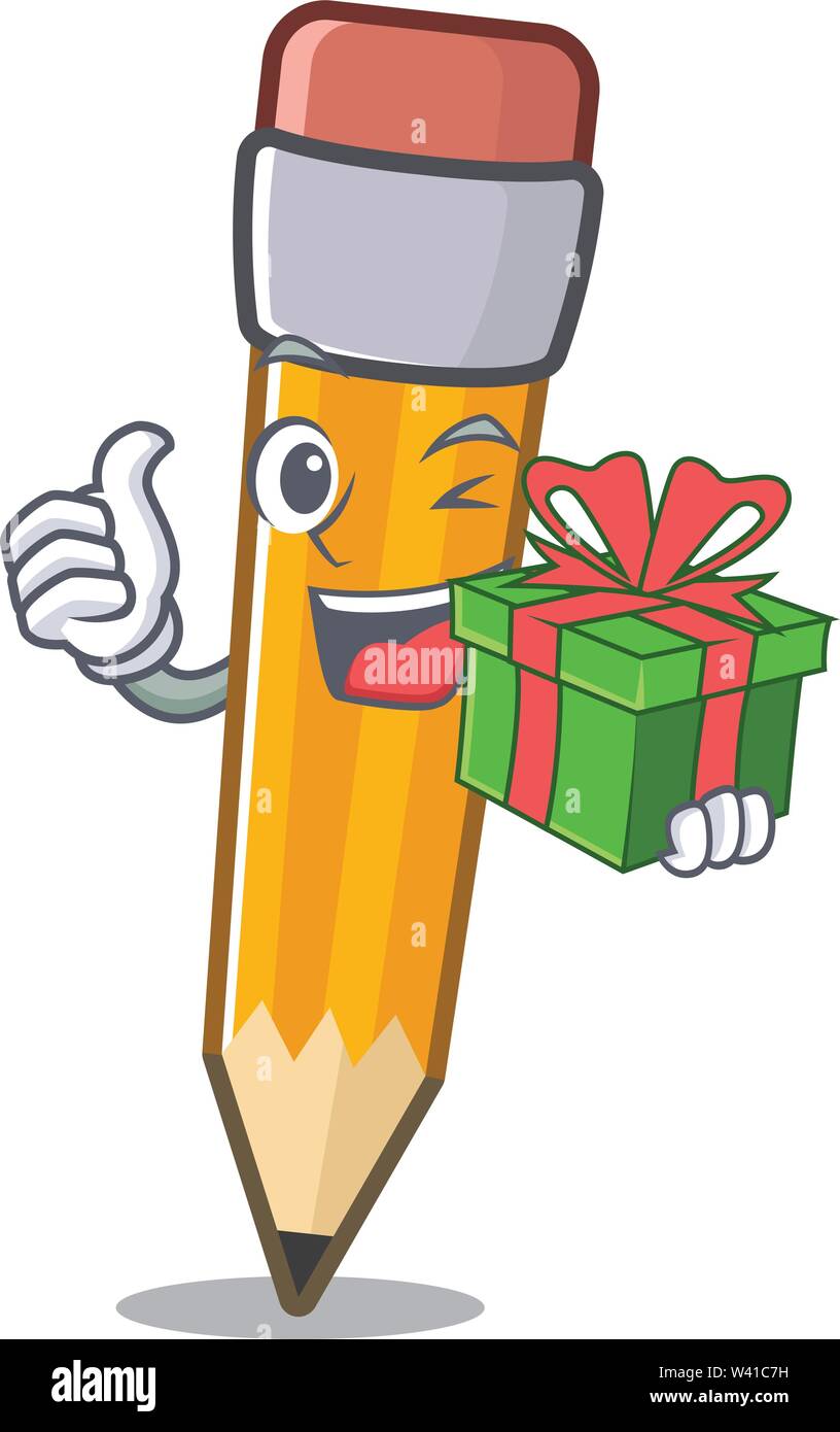 With gift pencil in the a cartoon bag vector illustration Stock Vector ...