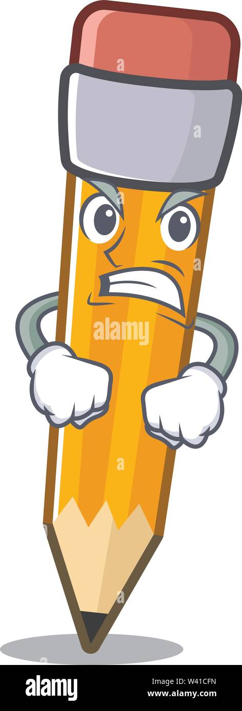 Angry pencil in the a cartoon bag vector illustration Stock Vector ...