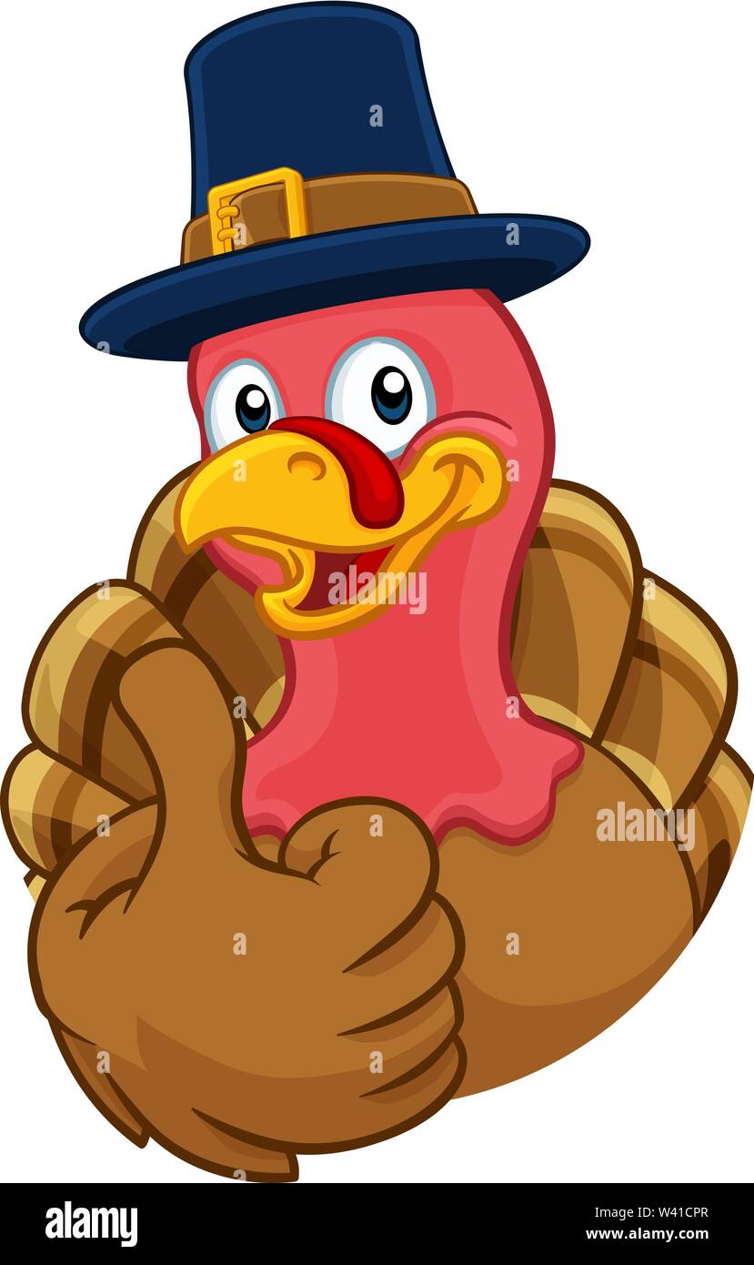 Turkey Pilgrim Hat Thanksgiving Cartoon Character Stock Vector Image ...
