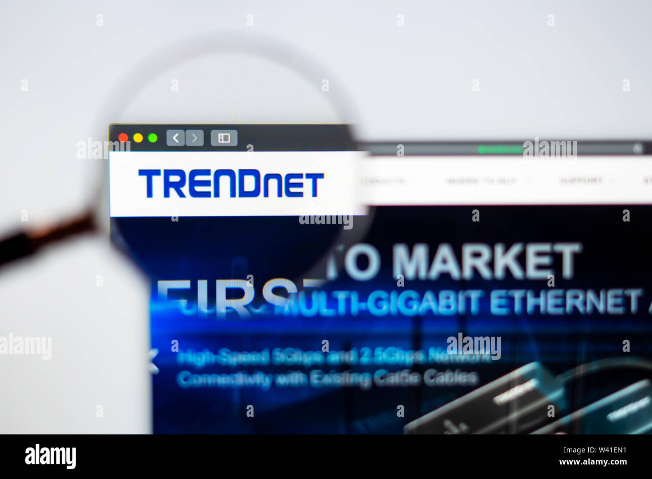 TRENDnet company website homepage. Close up of Trendnet logo. Can be ...