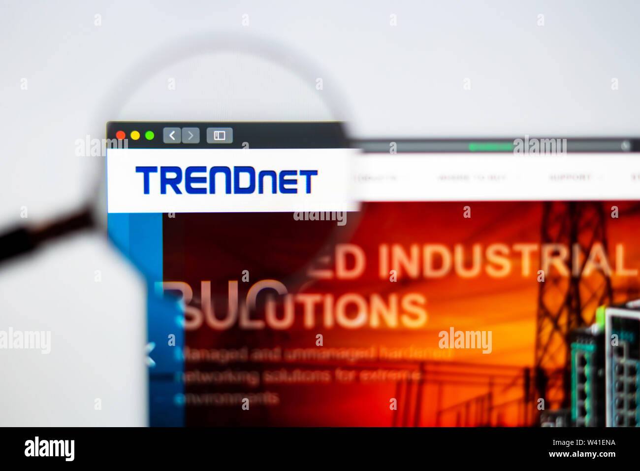 TRENDnet company website homepage. Close up of Trendnet logo. Can be ...