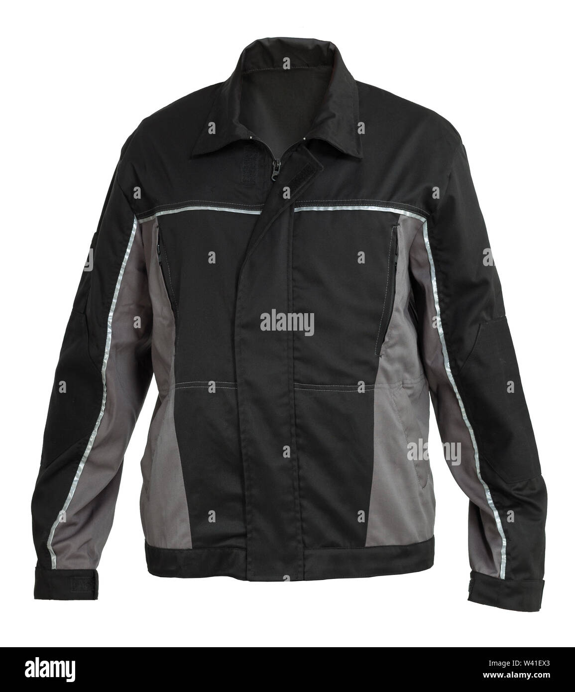 Protective working black and grey jacket isolated on white background ...