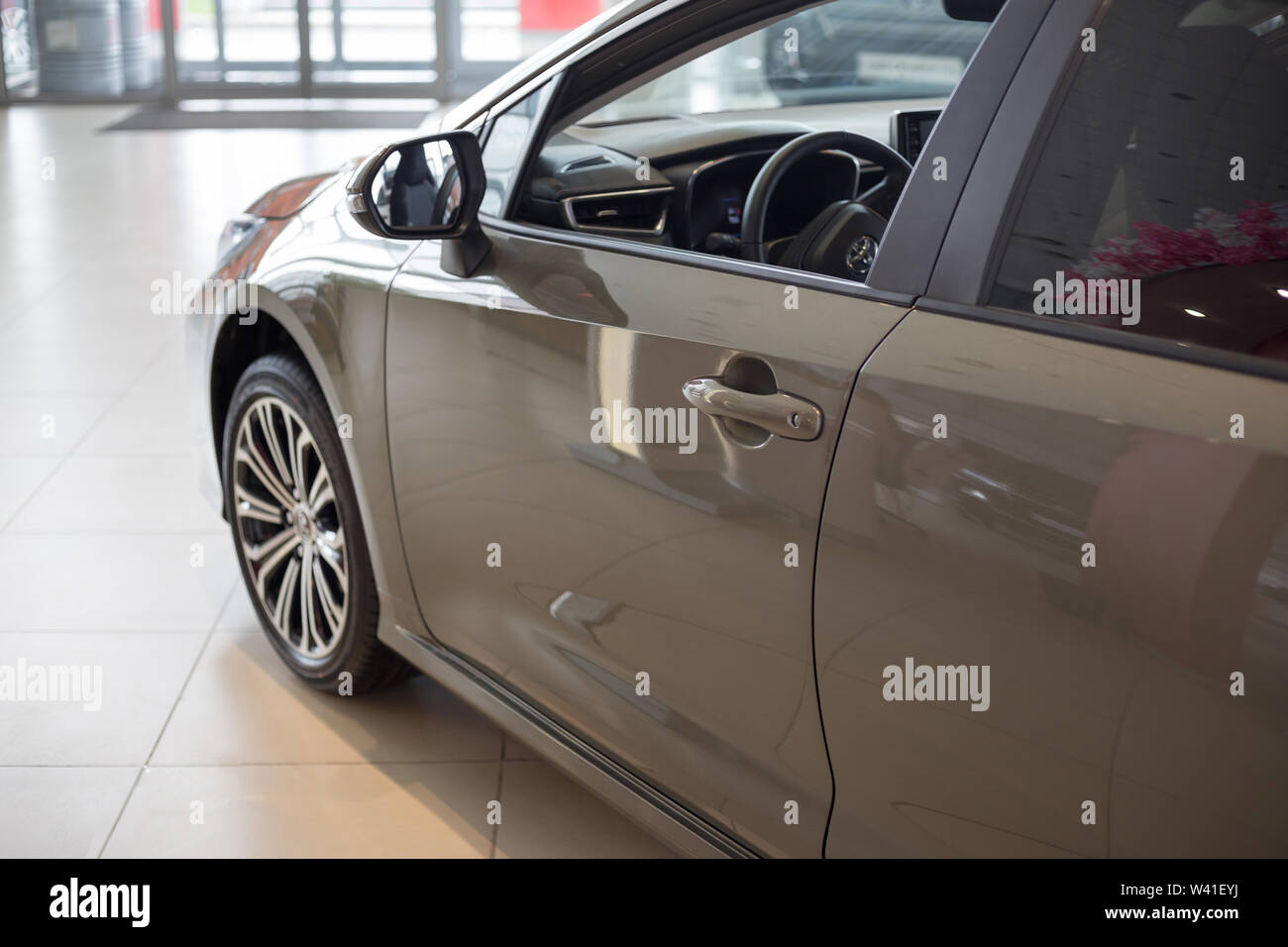 Russia, Izhevsk - July 18, 2019: New cars in the Toyota showroom ...