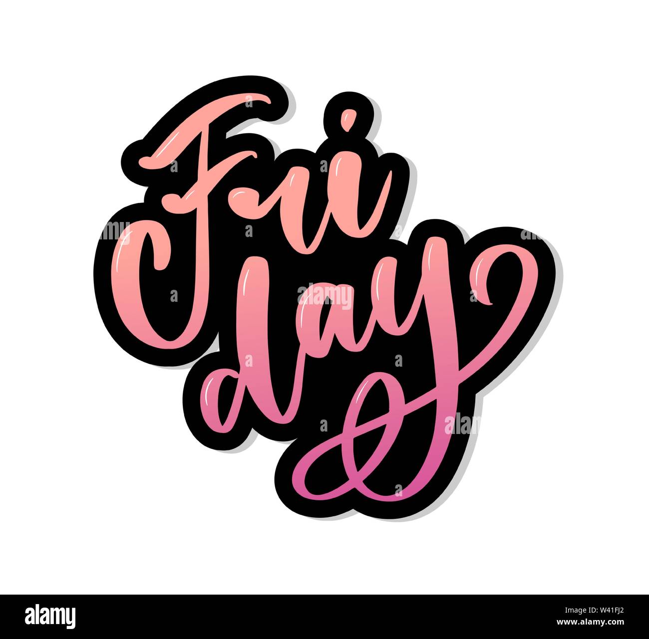 Hand lettering happy friday inscription isolated on white background ...