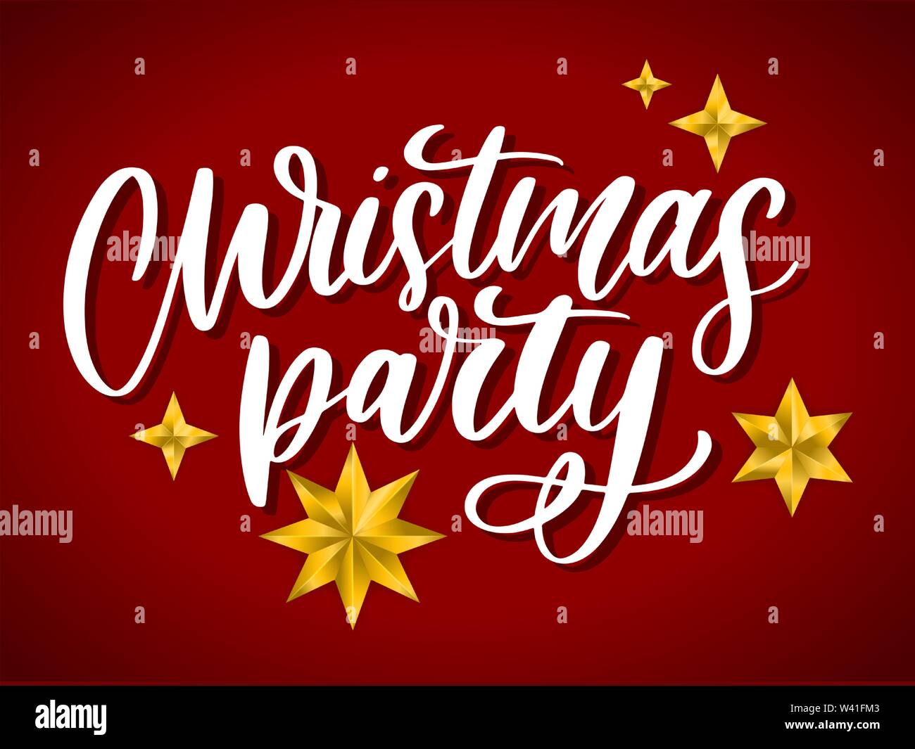 Christmas party poster template. Hand written lettering Stock Vector ...
