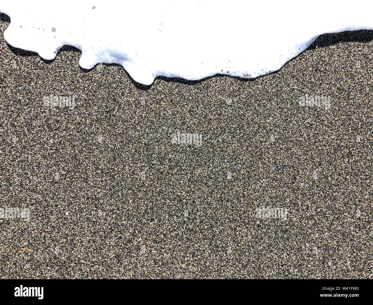 A soft foamy wave gradually covers the clear seashore. Background with ...