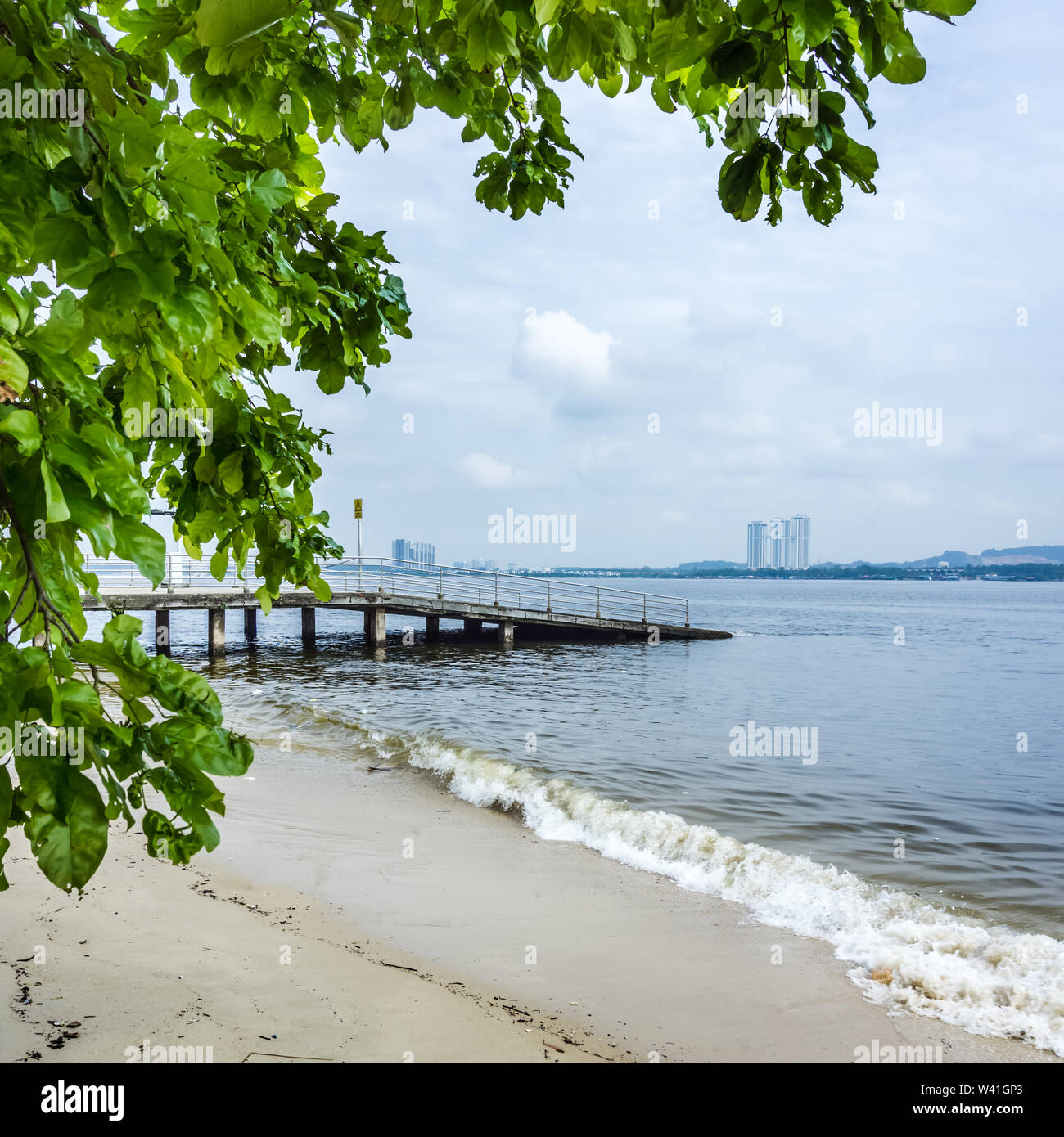 Jetty by the seaside at Water-Venture Sembawang, Singapore Stock Photo ...
