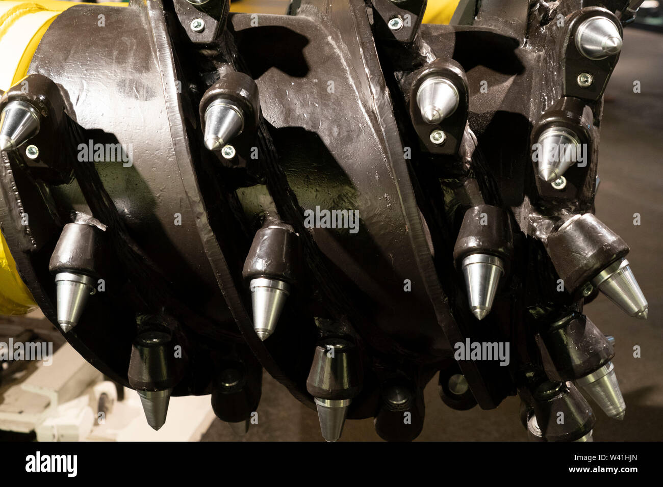 Tunnel big excavator head detail close up Stock Photo - Alamy