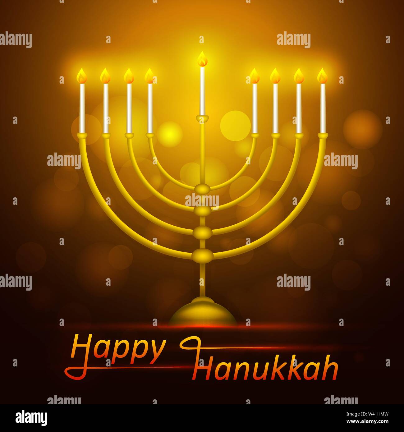 Vector Hanukkah background with menorah. Happy Hanukkah greeting card ...