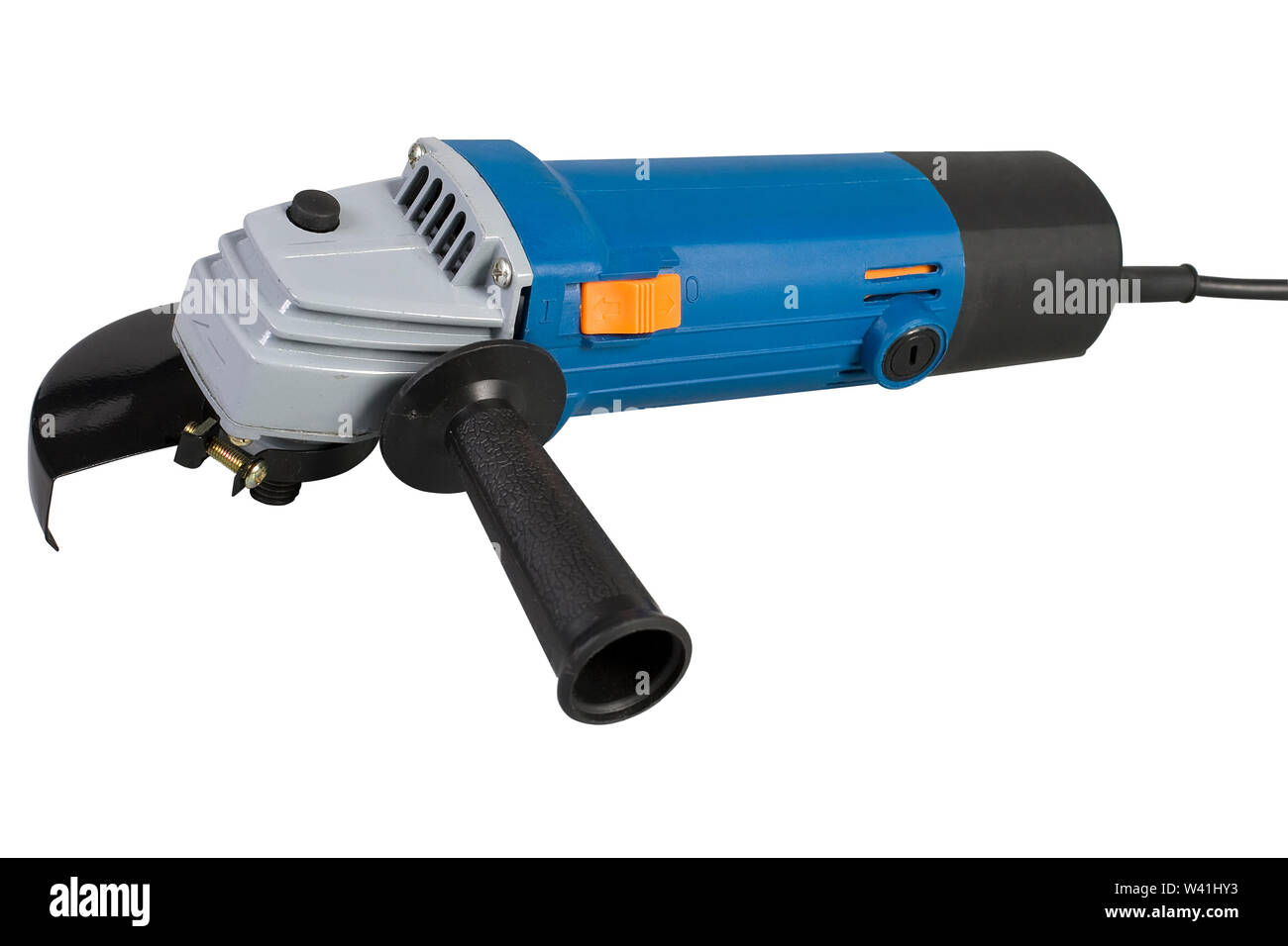 Angle grinder without abrasive disk isolated on a white background with ...