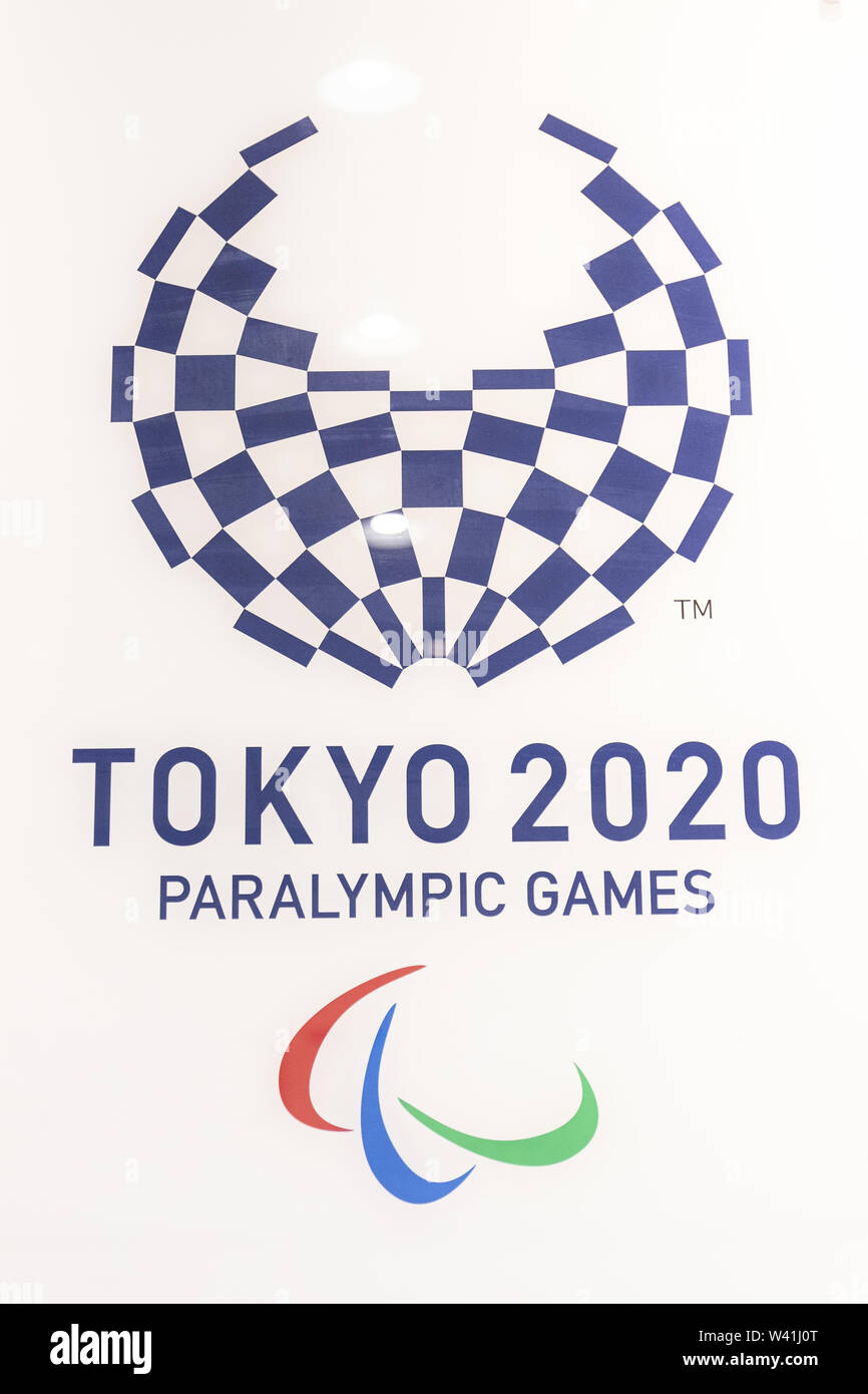 Tokyo, Japan. 19th July, 2019. A logo of Tokyo 2020 Paralympic Games on ...