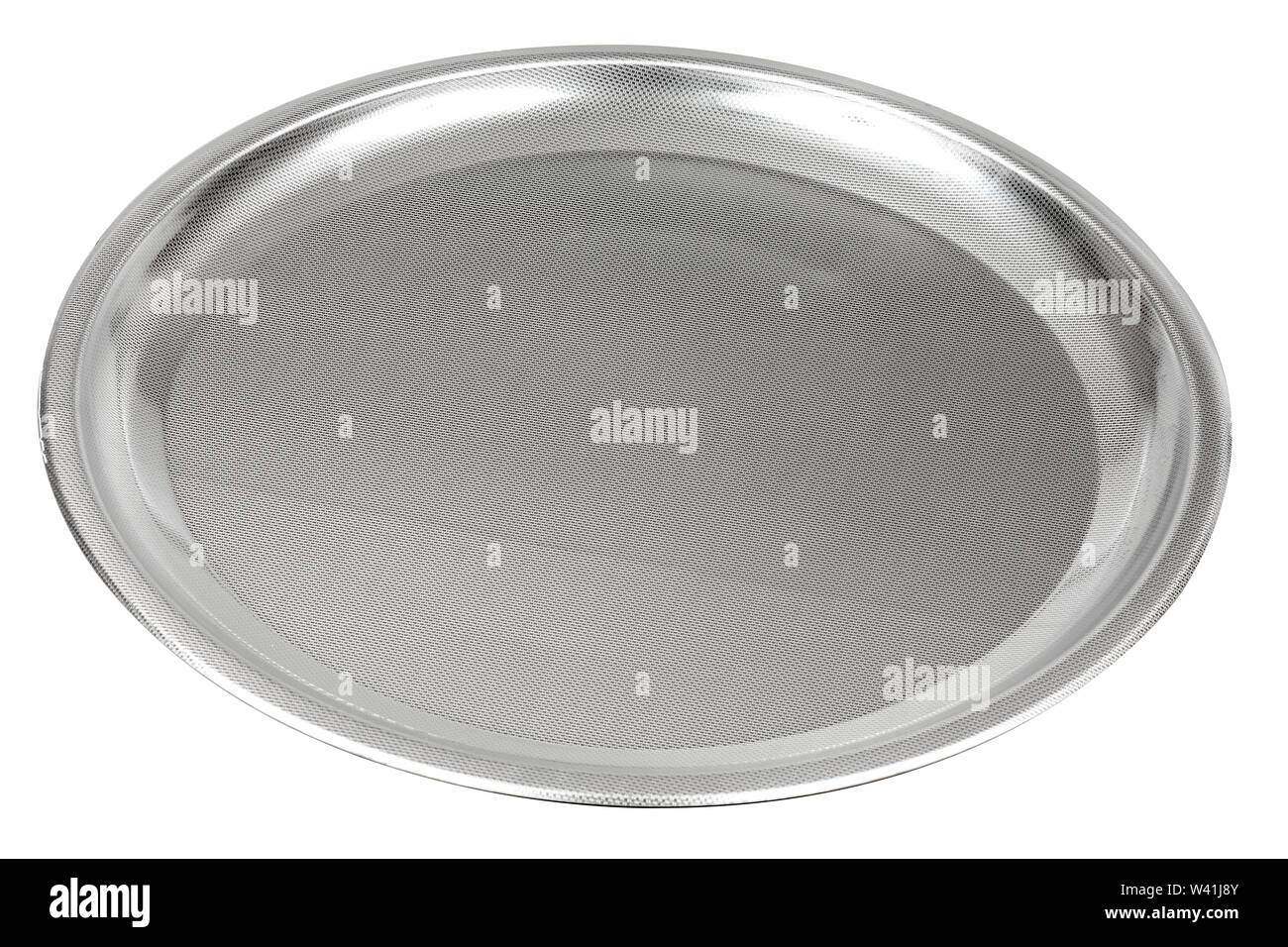 Elegant stainless steel (Inox) serving tray isolated on white with ...