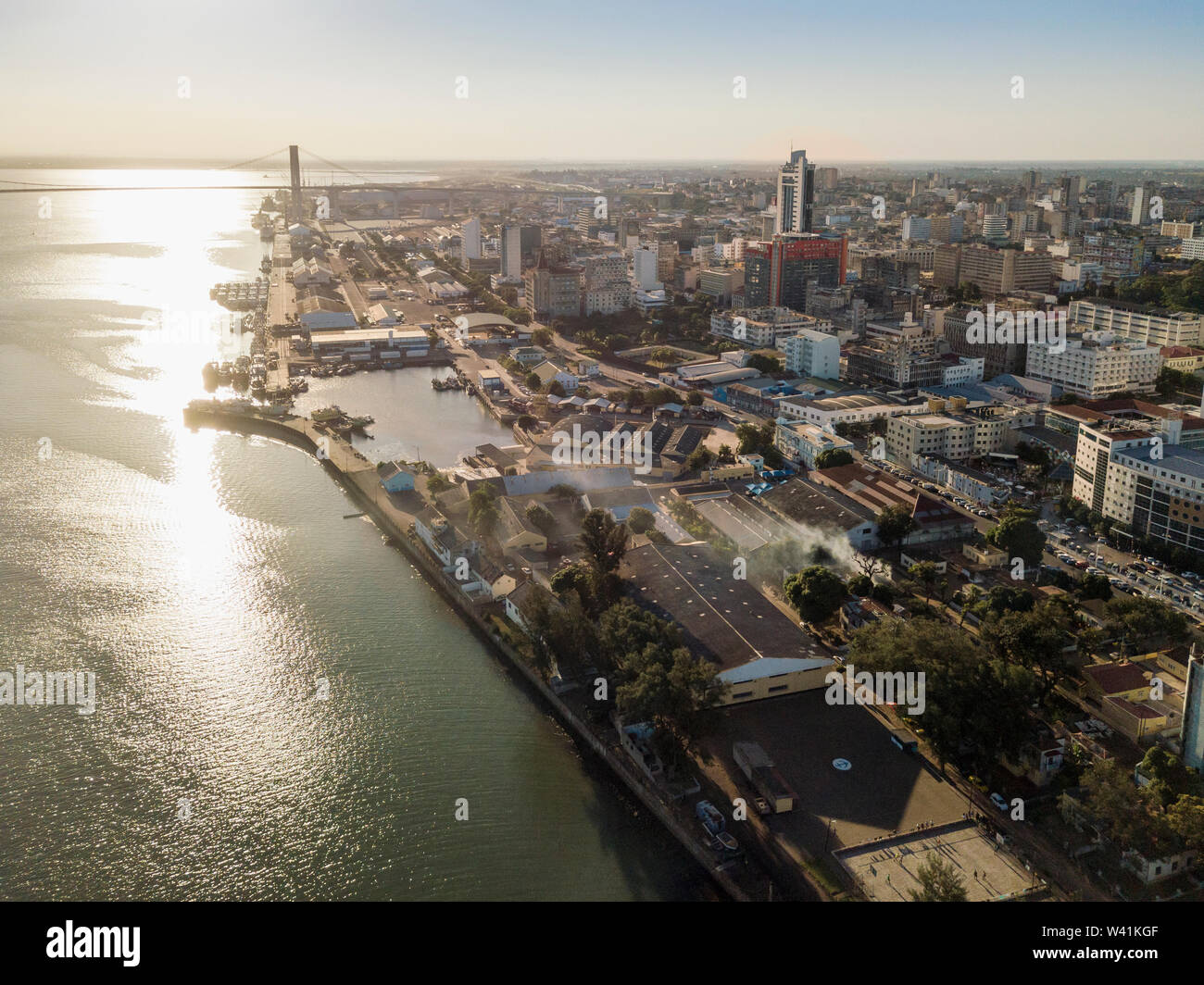 Aerial view of downtown of Maputo, capital city of Mozambique, Africa ...
