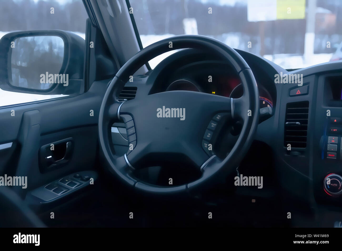 The interior of the car on the driver's side with a view of all parts ...