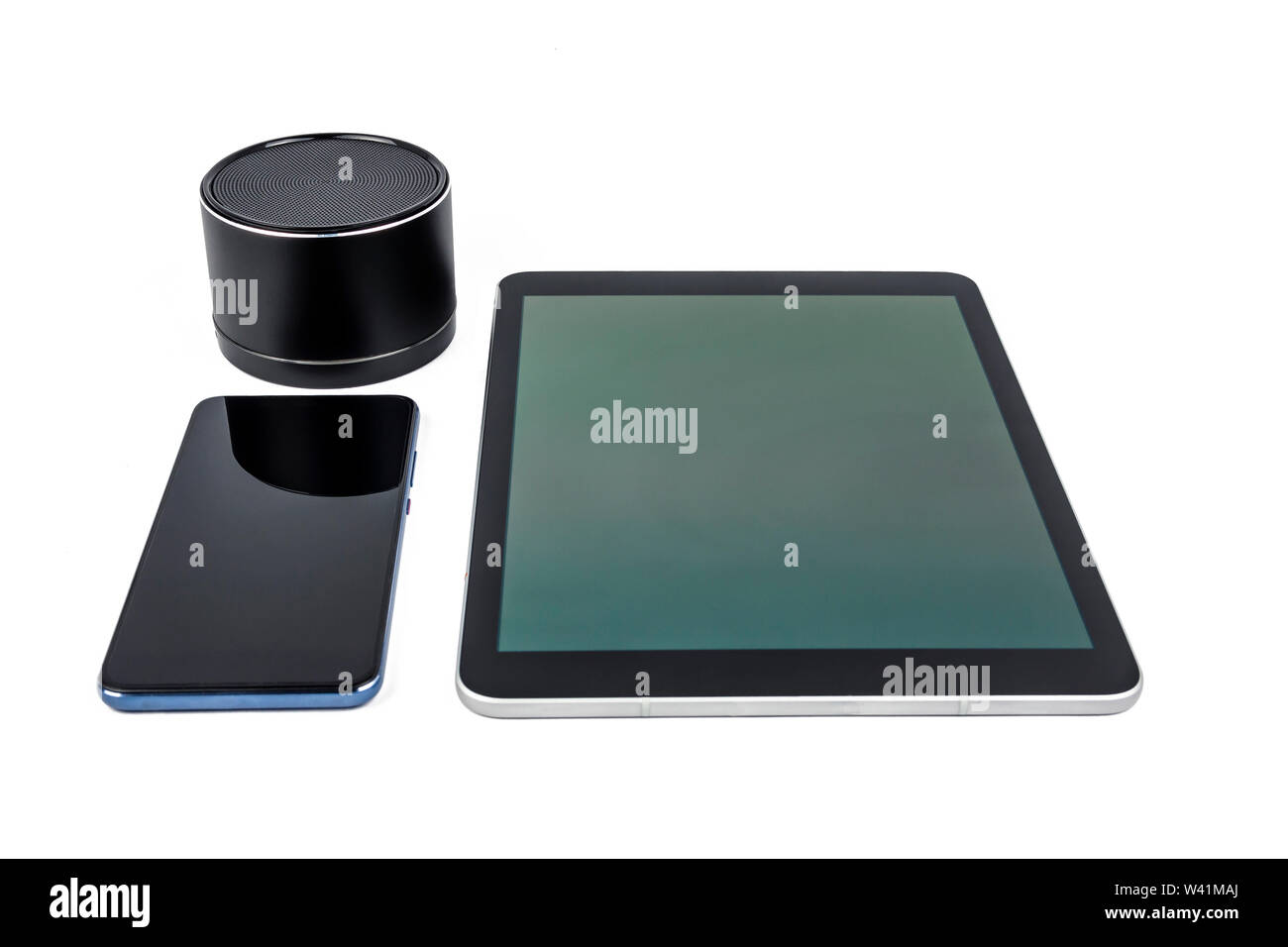 Portable phone column tablet on white background Stock Photo - Alamy