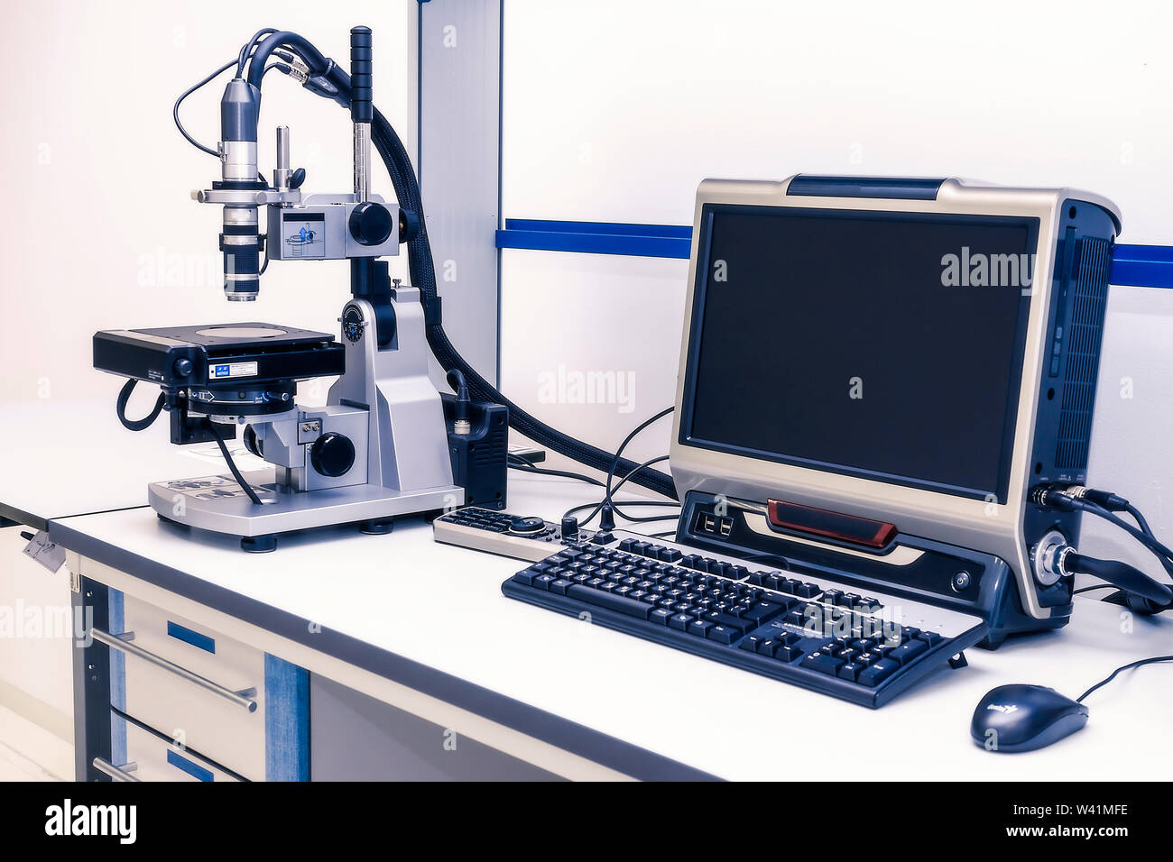 Digital microscope with a screen for viewing test samples Stock Photo ...