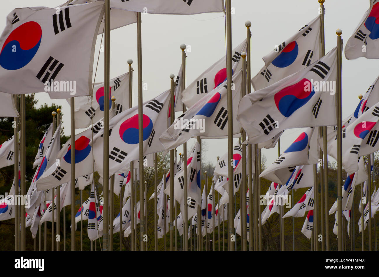 korean national flags Stock Photo - Alamy