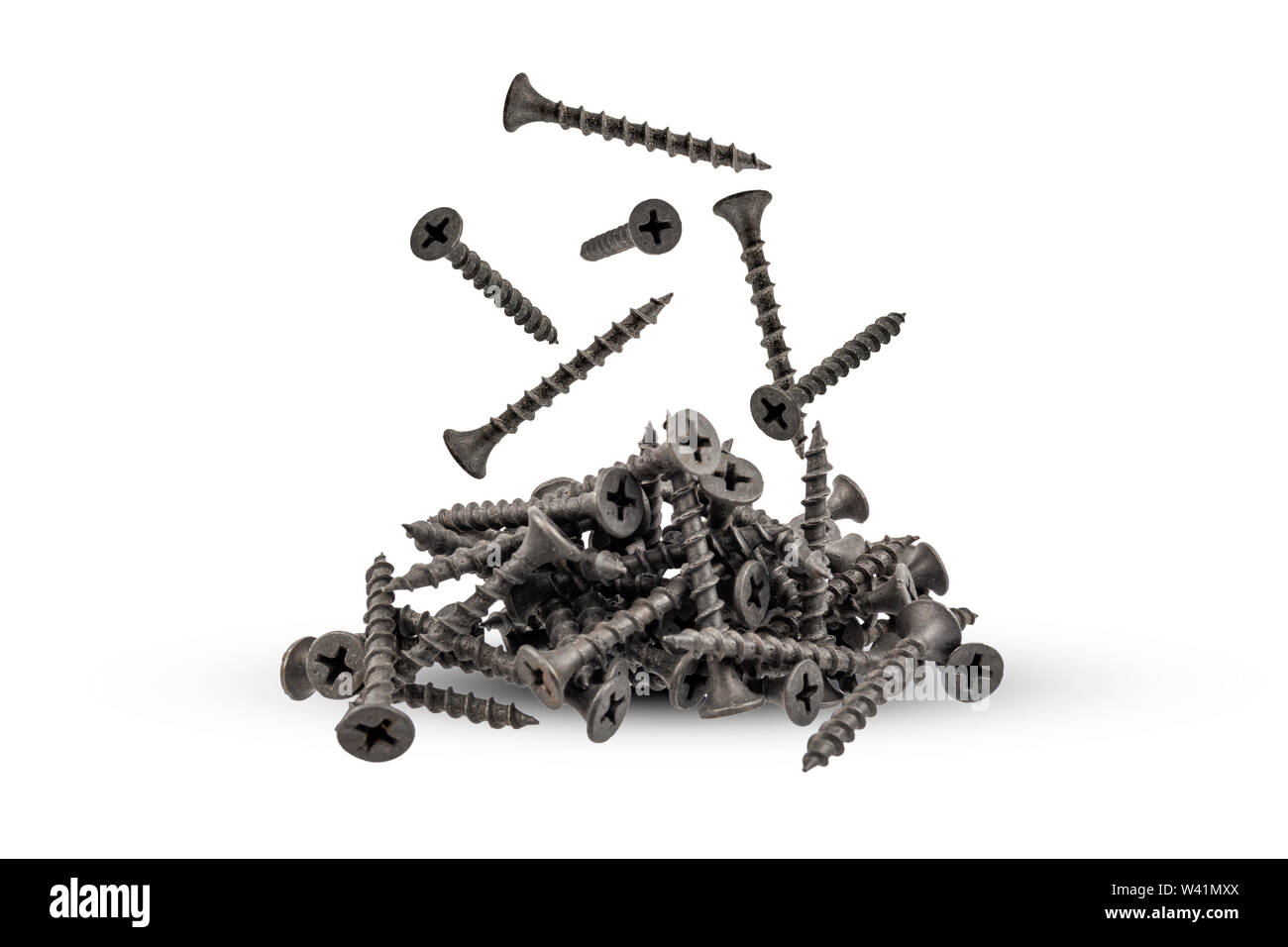 Falling screws black color on a white background close-up Stock Photo ...