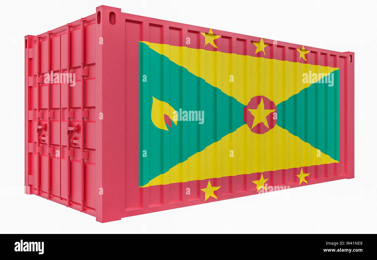 3D Render of Cargo Container with Grenada Flag Stock Photo - Alamy