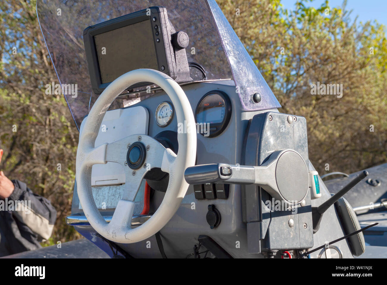 Inflatable boat motor deck ship hi-res stock photography and images - Alamy