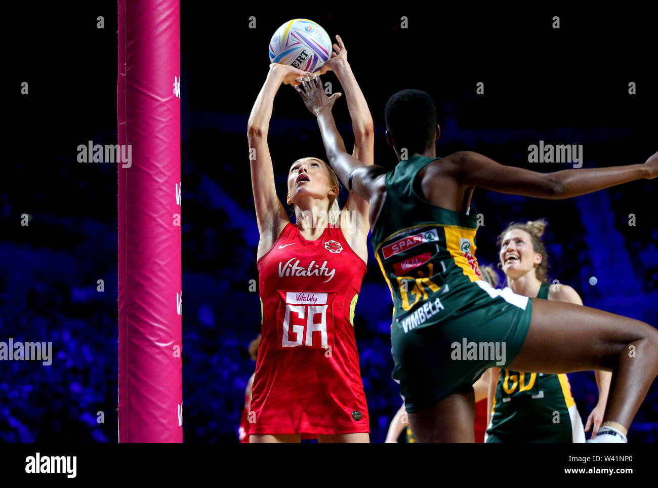 England's Helen Housby in action during the netball World Cup match at the M&S Bank Arena ...