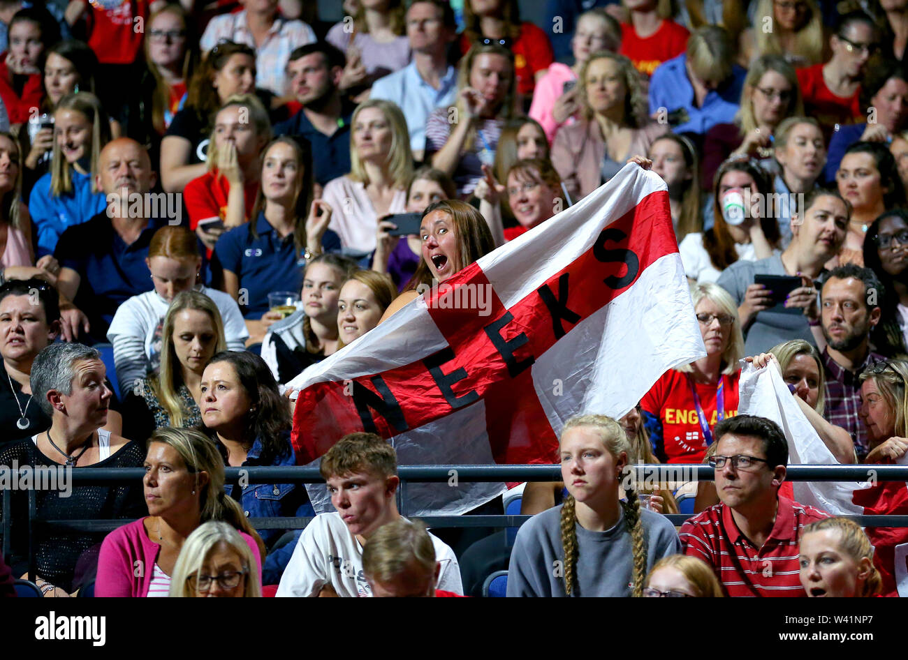 Fans in the stands show their support during the Netball World Cup ...