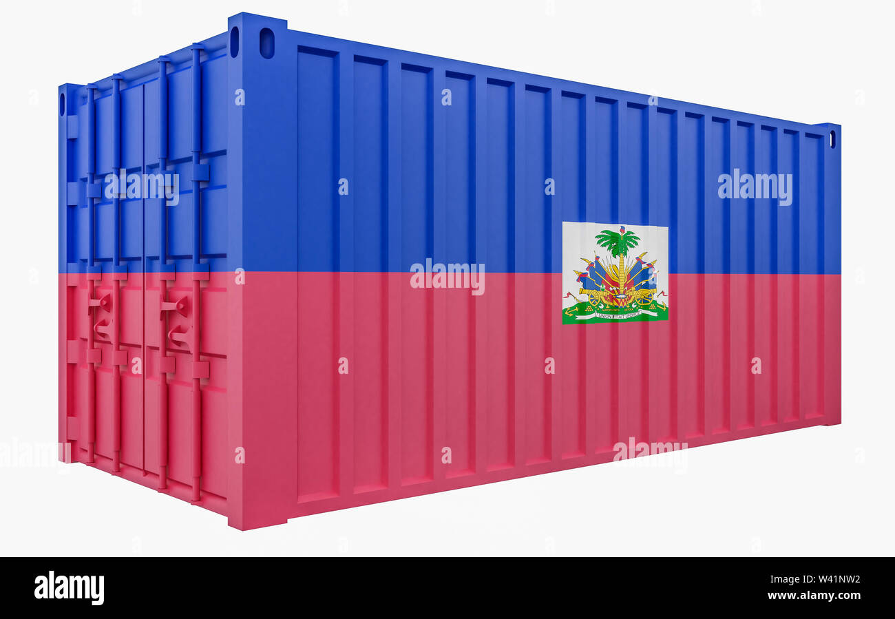 3D Render of Cargo Container with Haiti Flag Stock Photo - Alamy