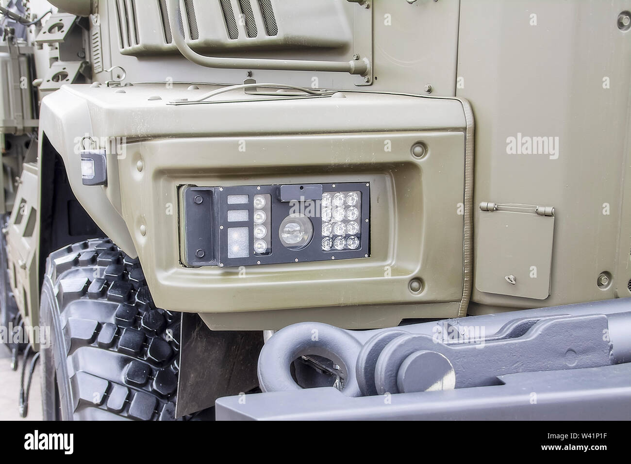 LED headlights of a modern military vehicle Stock Photo - Alamy