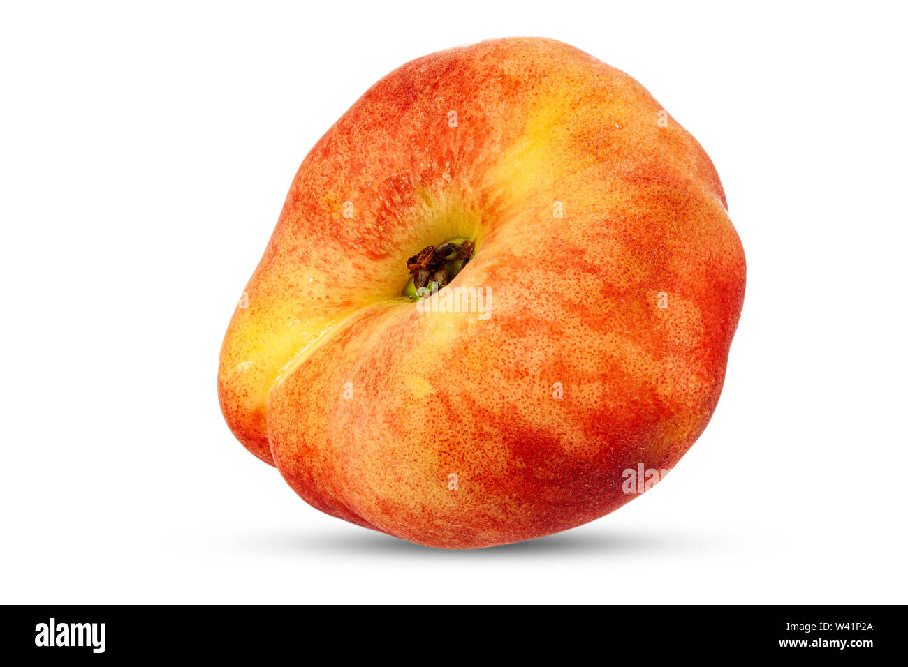 Flat peach isolated on white. Full depth of field Stock Photo - Alamy