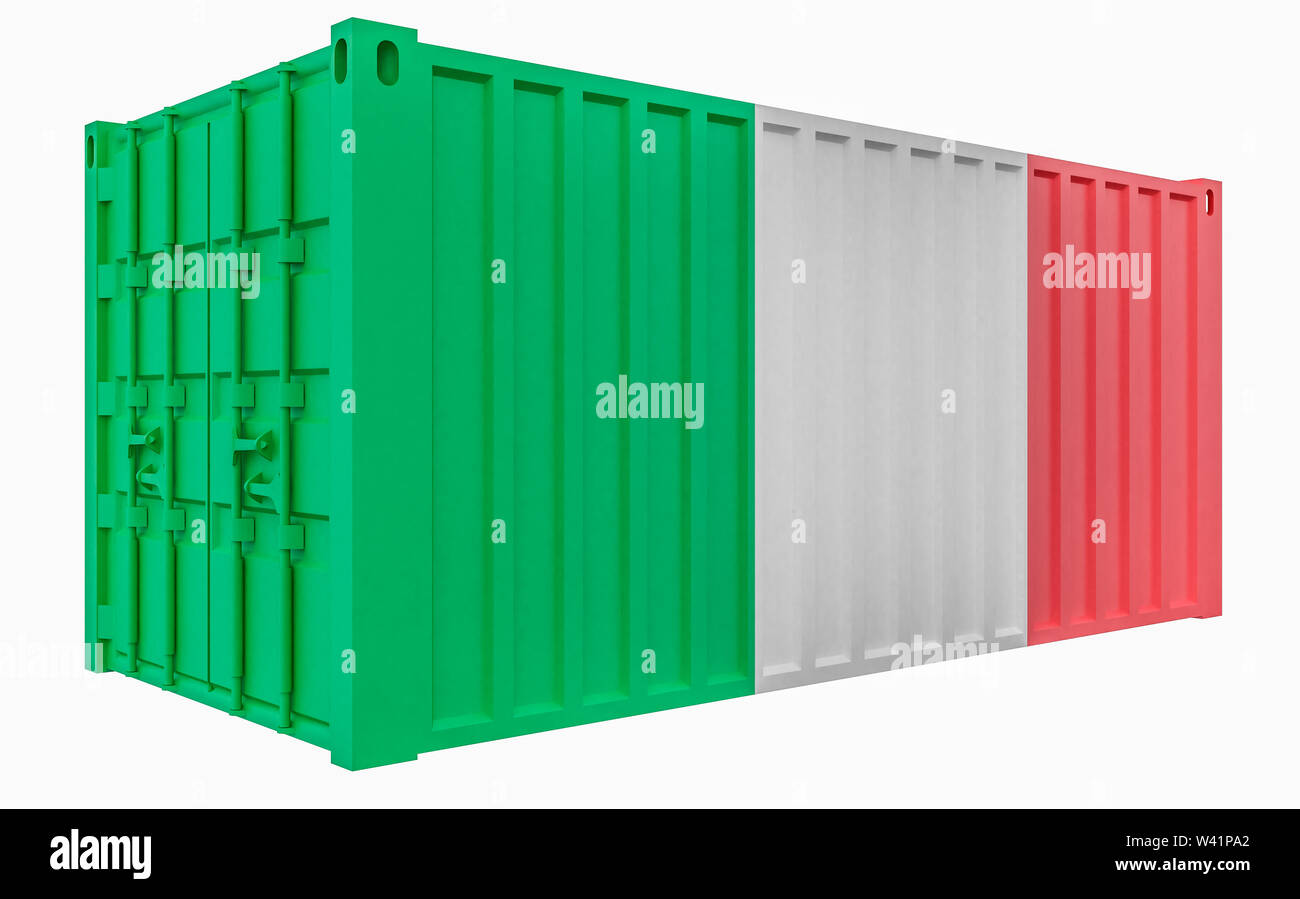 3D Render of Cargo Container with Italy Flag Stock Photo - Alamy