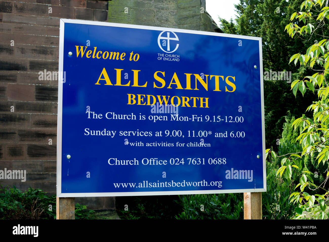 All Saints Church board, Bedworth, Warwickshire, England, UK Stock ...