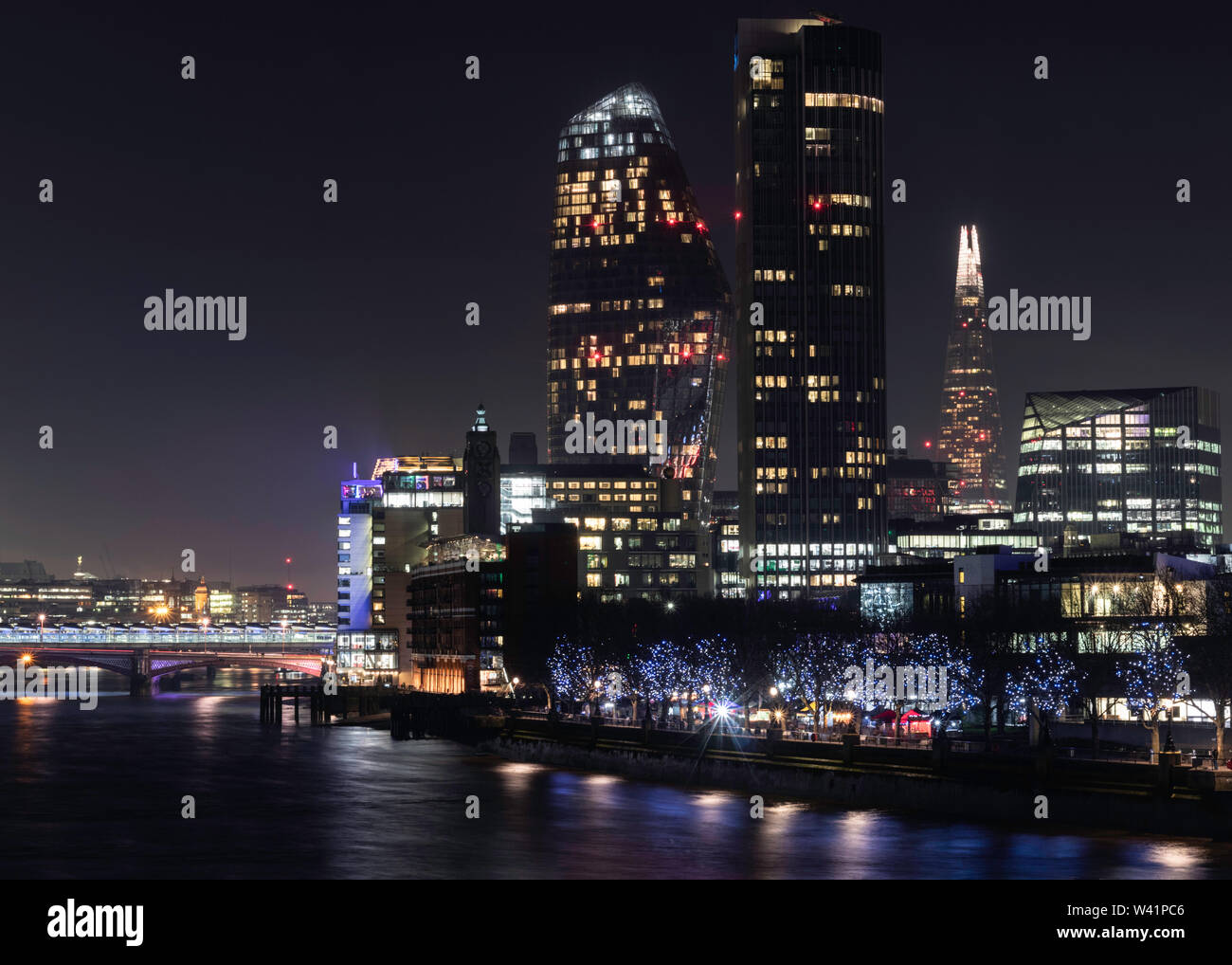Night London lights at riverside Stock Photo - Alamy