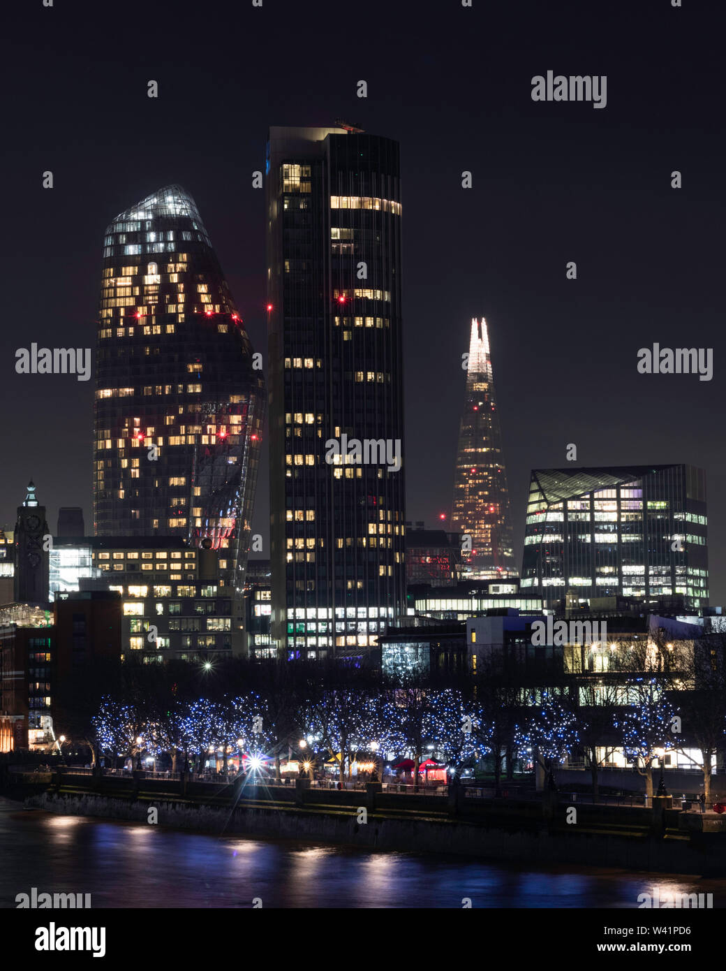 Night London lights at riverside Stock Photo - Alamy