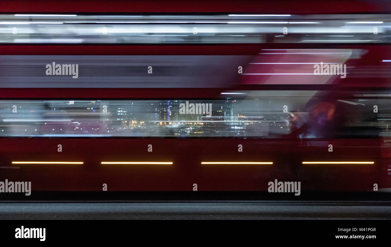 Night red bus in London Stock Photo - Alamy