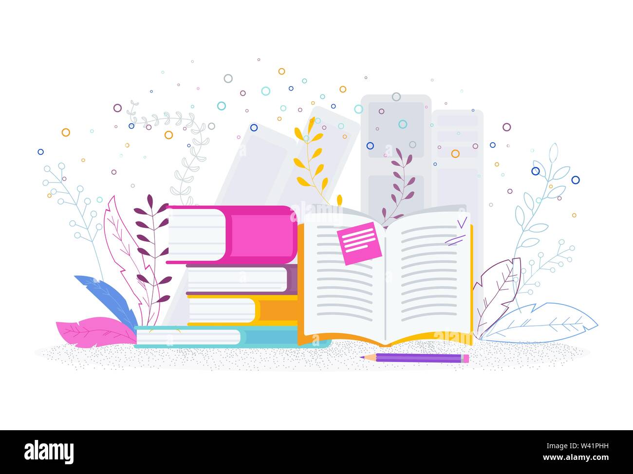 Book library. Reading, knowledge and education concept Stock Vector ...