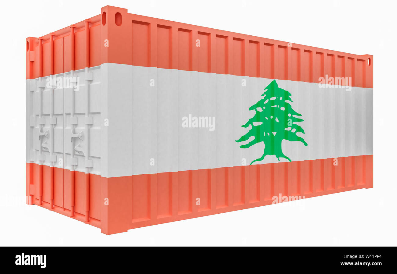 3D Render of Cargo Container with Lebanon Flag Stock Photo - Alamy