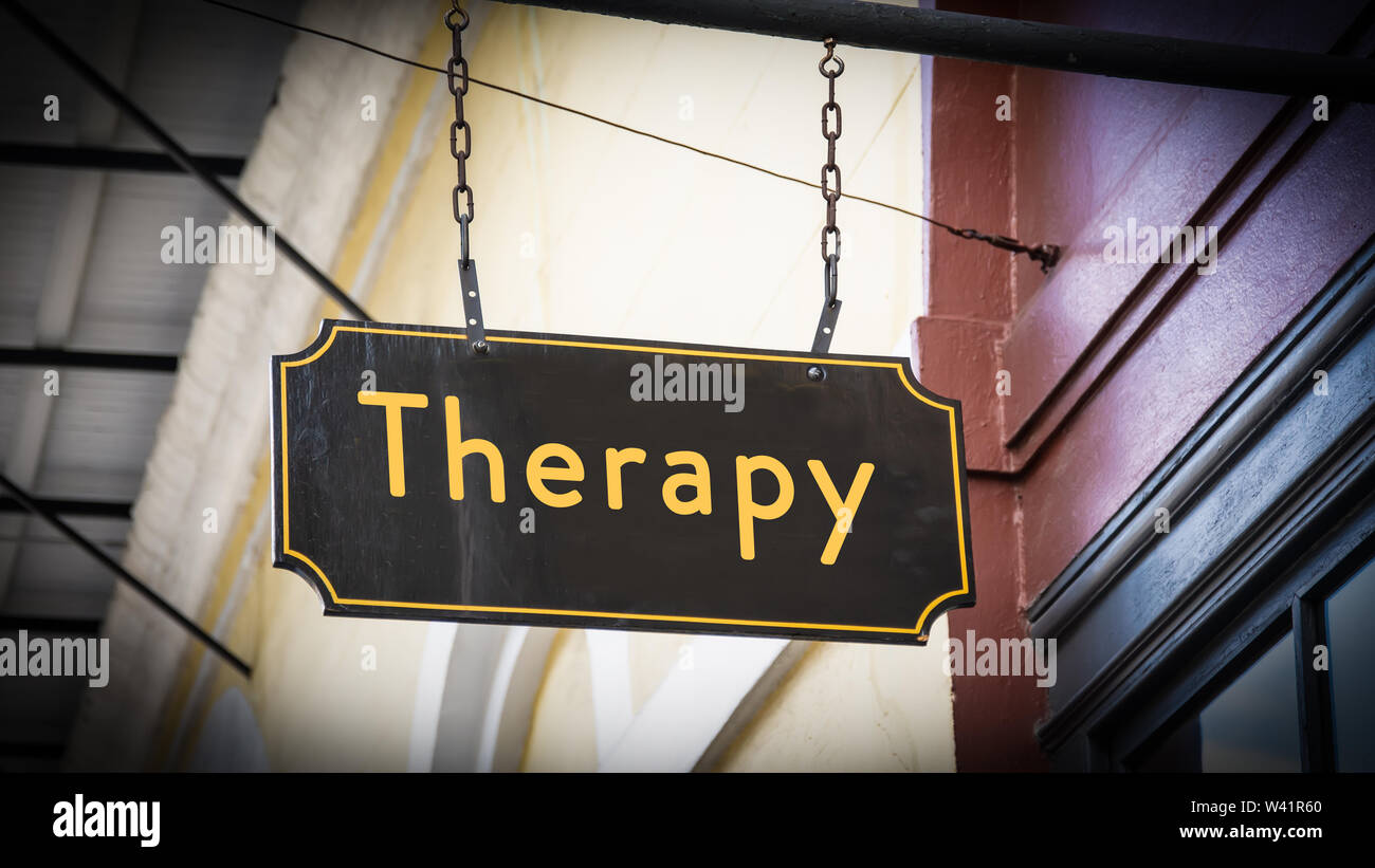 Street Sign the Direction Way to Therapy Stock Photo - Alamy